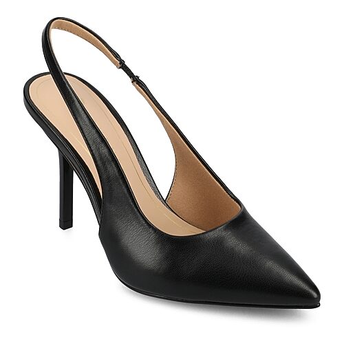 Journee Collection Womens Elenney Pointed Toe Slingback Pumps - Black Smooth