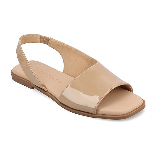 Journee Collection Womens Brinsley Slingback Strap Flat Sandals  8 1/2 Medium  Beige