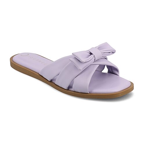 Journee Collection Womens Prylin Bow Slide Flat Sandals - Lilac
