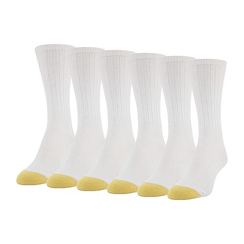 Gold Toe Womens 6-Pack Casual Ribbed Crew Socks - White