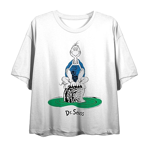 Click here for Womens Crew Neck Short Sleeve Dr. Seuss Crop Top... prices
