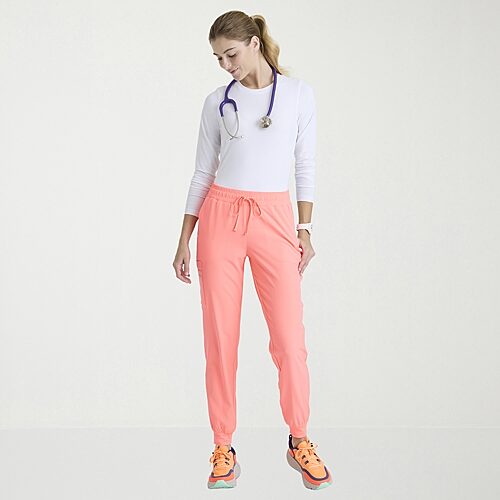 Skechers Skp552 Theory 4-Pocket Mid-Rise Jogger Womens Stretch Fabric Moisture Wicking Scrub Pant  Xx-small  Orange