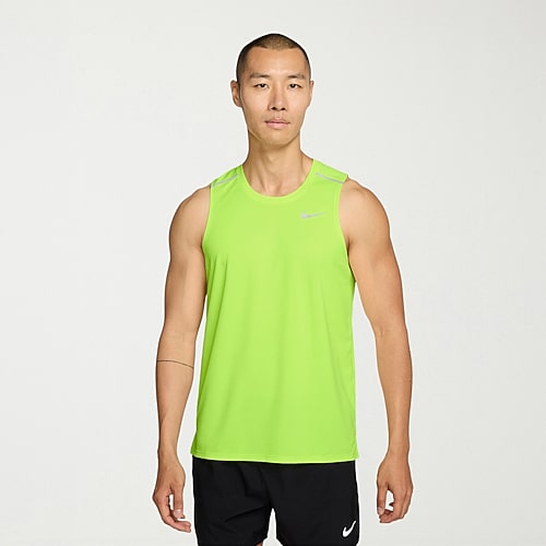 Nike Miler Mens Dri-fit Running Tank Top - Volt Ice/Reflective Silver