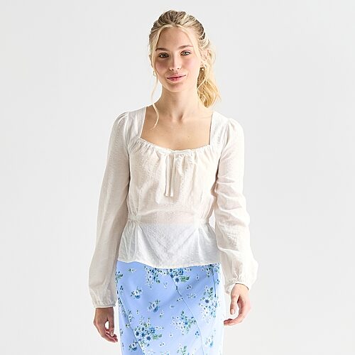 Click here for by&by Womens Juniors Square Neck Long Sleeve Blous... prices