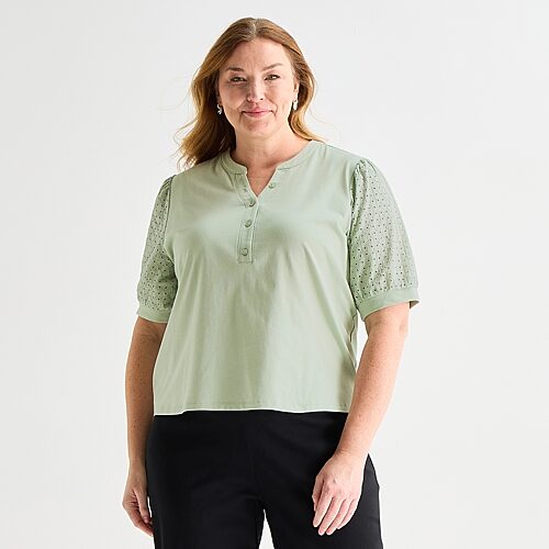 Click here for Liz Claiborne Womens Plus Split Crew Neck Elbow Sl... prices