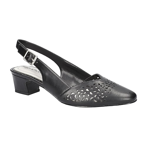 Easy Street Sofie Womens Almond Closed Toe Block Heel Pumps  6 Extra Wide  Black