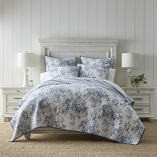 Click here for Linden Street Haven Toile Quilt  One Size  Blue prices