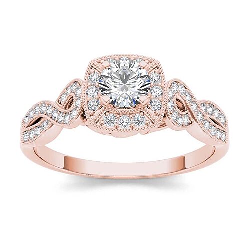 Click here for 1/2 CT.T.W. Natural Diamond 14K Rose Gold Engageme... prices