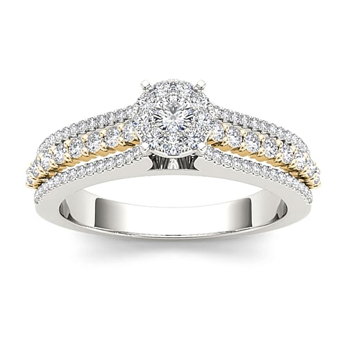 Click here for 1/2 CT.T.W. Natural Diamond 10K Two-Tone Gold Enga... prices