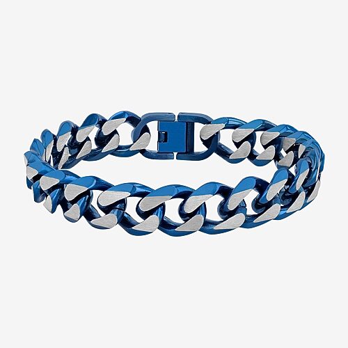 Click here for Blue Stainless Steel Solid Curb Chain Bracelet  On... prices