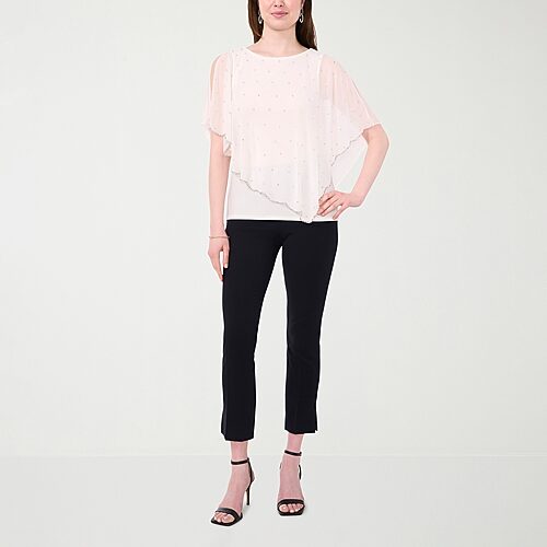 Click here for MSK Cape Womens Round Neck Short Sleeve Embellishe... prices
