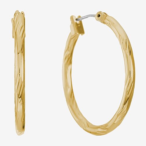 Click here for Liz Claiborne Textured Hoop Earrings  One Size  Ye... prices