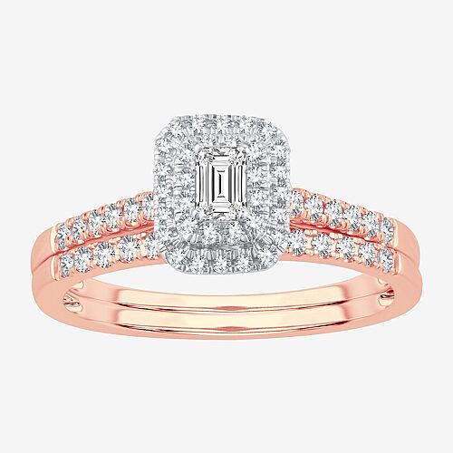 Click here for 1/2 CT.T.W. Natural Diamond Side Stone Halo Bridal... prices