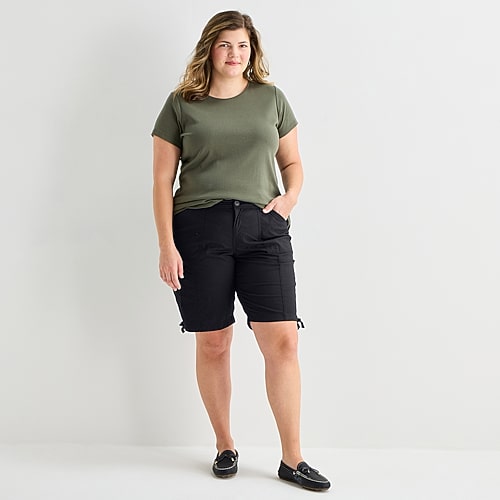 Click here for St. Johns Bay Womens 11 1/2 Plus Cargo Bermuda Sho... prices