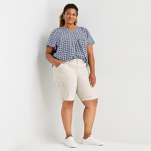 Click here for St. Johns Bay Womens 11 1/2 Plus Cargo Bermuda Sho... prices