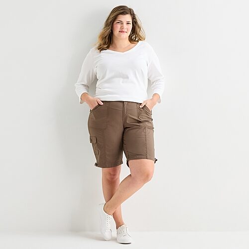 Click here for St. Johns Bay Womens 11 1/2 Plus Cargo Bermuda Sho... prices