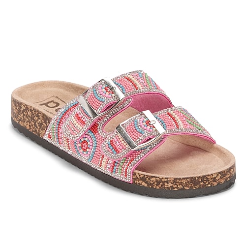 Pop Gemi Womens Adjustable Strap Footbed Sandals  7 Medium  Pink