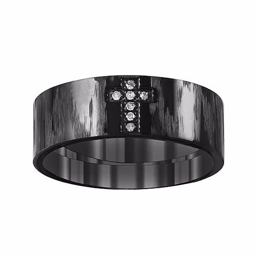 Click here for Mens Diamond-Accent Cross Stainless Steel 8mm Wedd... prices