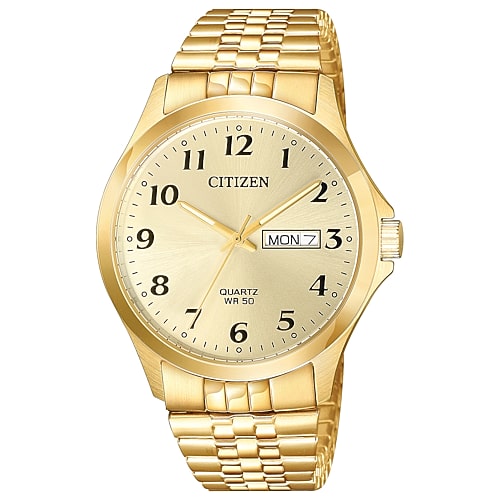 Click here for Citizen Quartz Mens Gold Tone Stainless Steel Expa... prices