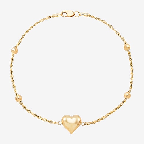 Click here for Womens 10K Gold Hollow Heart 7.5 Inch Link Bracele... prices