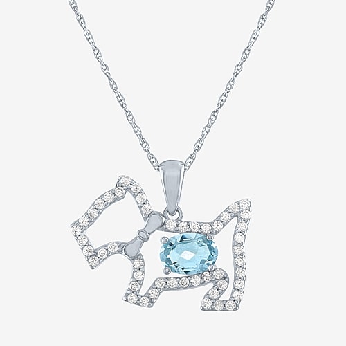 Click here for Scottie Dog Womens Lab Created Blue Topaz Sterling... prices