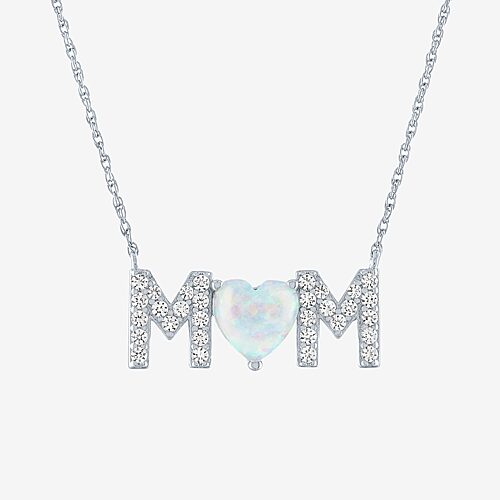 Click here for Mom Womens Lab Created White Opal Sterling Silver... prices