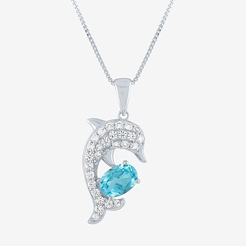 Click here for Womens Genuine Blue Topaz Sterling Silver Dolphin... prices