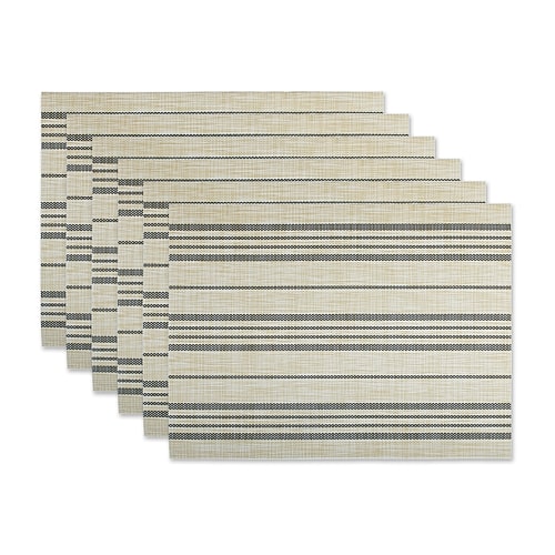 Click here for Design Imports Black Farmhouse Stripe Pvc Woven 6-... prices