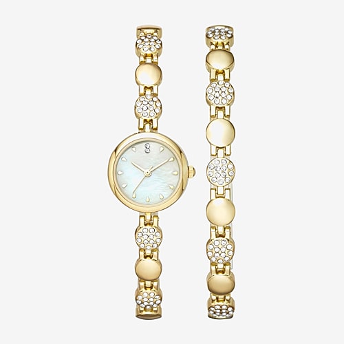 Click here for Geneva Womens Crystal Accent Gold Tone Bracelet Wa... prices
