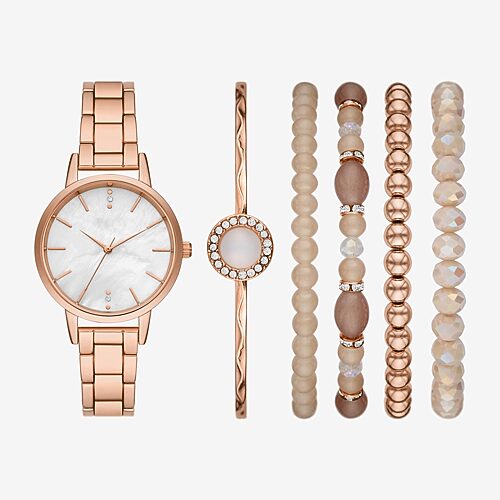 Click here for Ladies Boxed Sets Womens Rose Goldtone 6-pc. Watch... prices