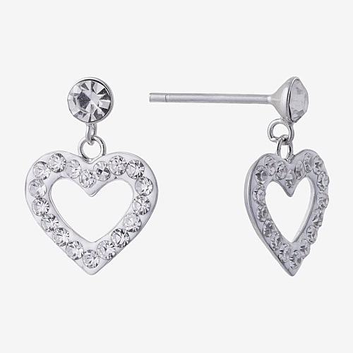 Click here for Silver Treasures Womens Crystal Sterling Silver He... prices