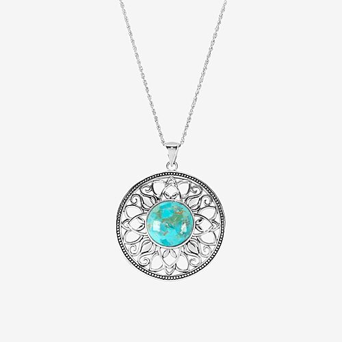 Click here for Womens Enhanced Blue Turquoise Sterling Silver Rou... prices