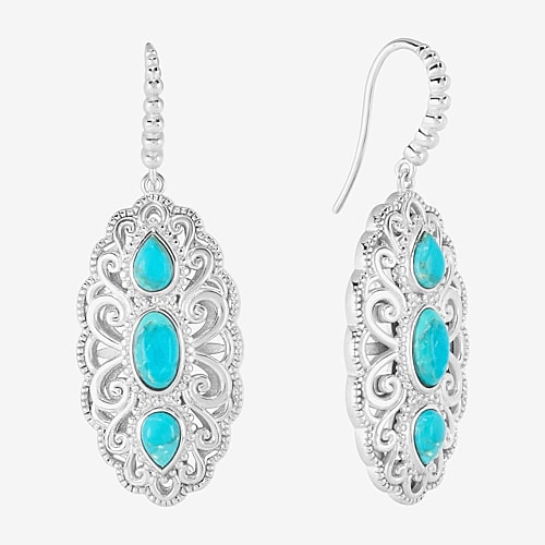 Click here for Womens Genuine Blue Turquoise Sterling Silver Oval... prices