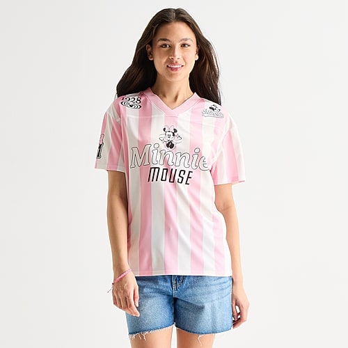 Click here for Womens Juniors V Neck Short Sleeve Minnie Mouse Je... prices