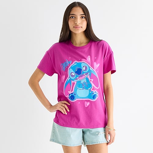 Click here for Airbrush Stitch Boyfriend Tee Womens Juniors Crew... prices