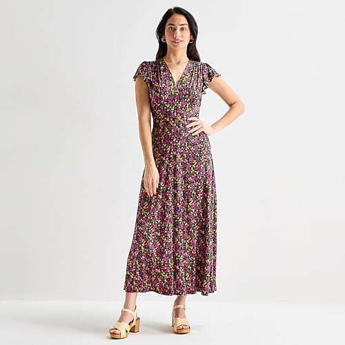 Click here for MSK Womens V Neck Short Sleeve Flutter Maxi Dress... prices