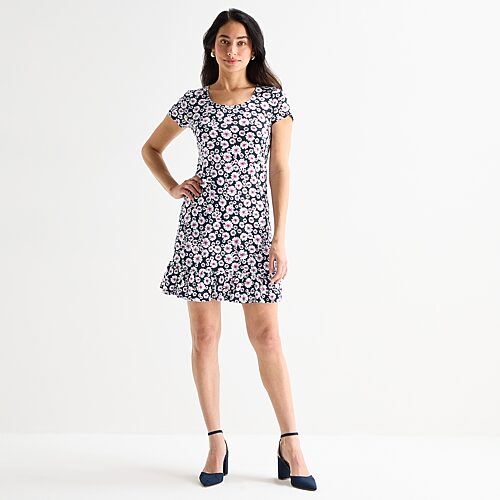 Click here for MSK Womens Round Neck Short Sleeve Floral Shift Dr... prices