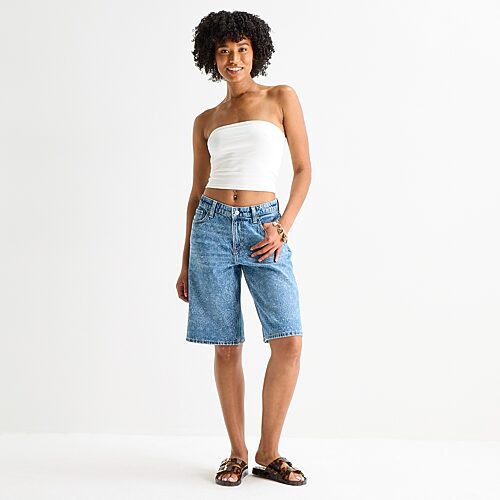 Click here for Arizona Womens 12 1/4 Low Rise Juniors Denim Short... prices