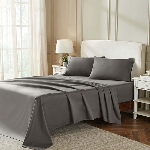 SUPERIOR Egyptian Cotton Luxury Sateen 850tc Deep Pocket Sheet Set  One Size  Gray