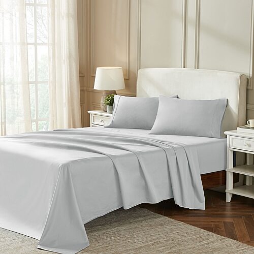 SUPERIOR Egyptian Cotton Luxury Sateen 850tc Deep Pocket Sheet Set  One Size  Silver