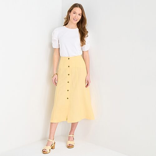 Click here for Liz Claiborne Womens Midi A-Line Skirt  6  Yellow prices