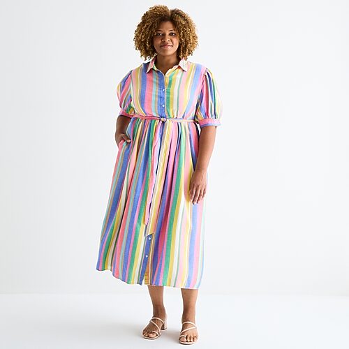 Click here for St. Johns Bay Womens Plus Belted Elbow Sleeve Midi... prices