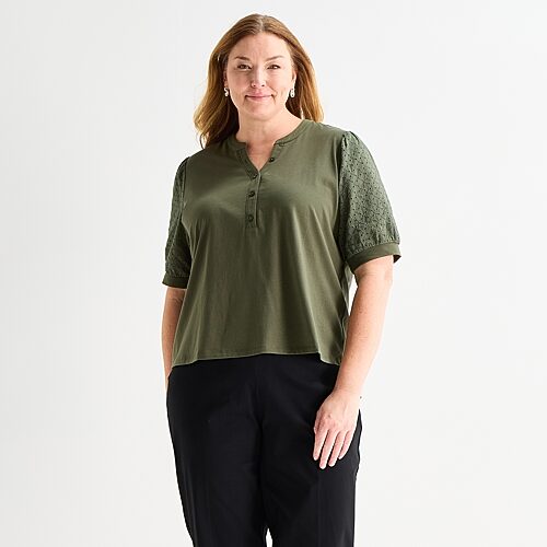 Click here for Liz Claiborne Womens Plus Split Crew Neck Elbow Sl... prices