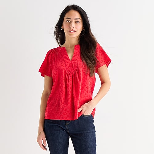 Click here for St. Johns Bay Womens V Neck Short Sleeve Blouse  P... prices
