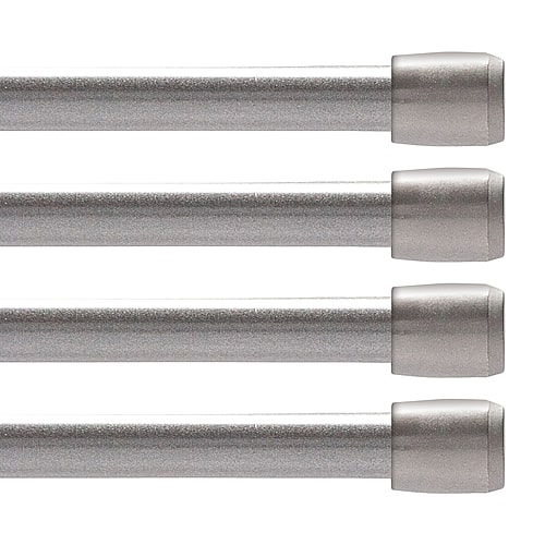 Kenney Fast Fit No Tools 4 Pack 7/16 IN Tension Curtain Rod  One Size  Black