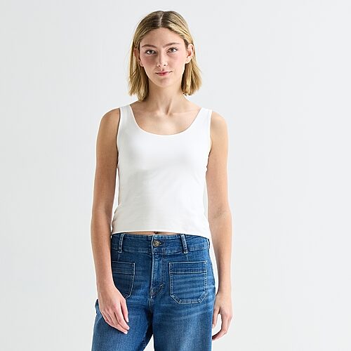 Click here for a.n.a Double Layer Womens Tall U Neck Sleeveless T... prices