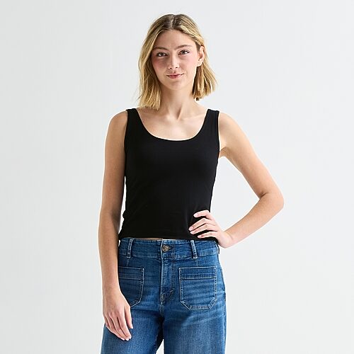 Click here for a.n.a Double Layer Womens Tall U Neck Sleeveless T... prices