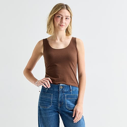 Click here for a.n.a Double Layer Womens U Neck Sleeveless Tank T... prices