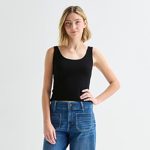 Click here for a.n.a Double Layer Womens U Neck Sleeveless Tank T... prices