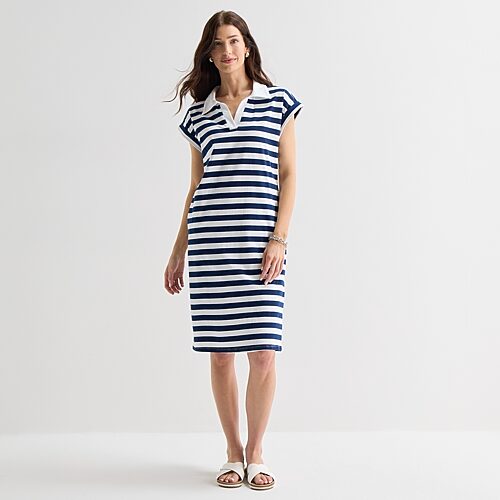 Click here for St. Johns Bay Womens Short Sleeve Midi Striped Shi... prices